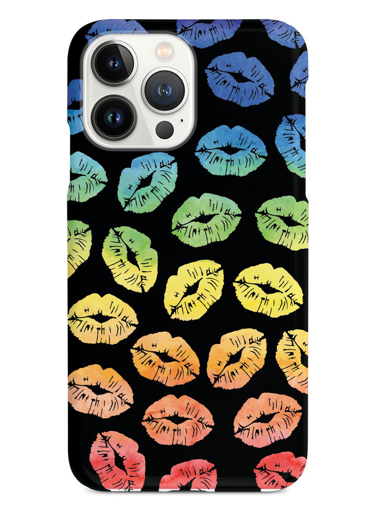 Lip Print Pattern - Watercolor Rainbow - Black Case – InspiredCases