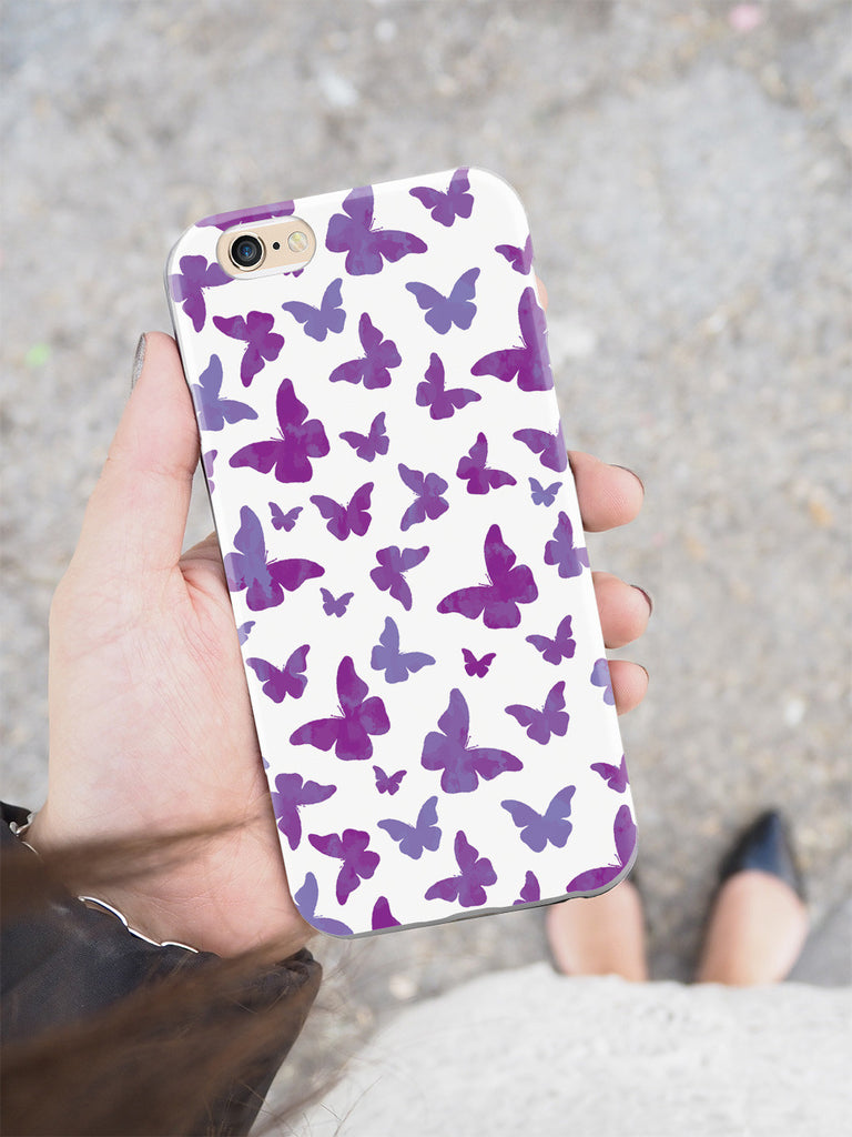 Purple Butterflies - White Case – InspiredCases