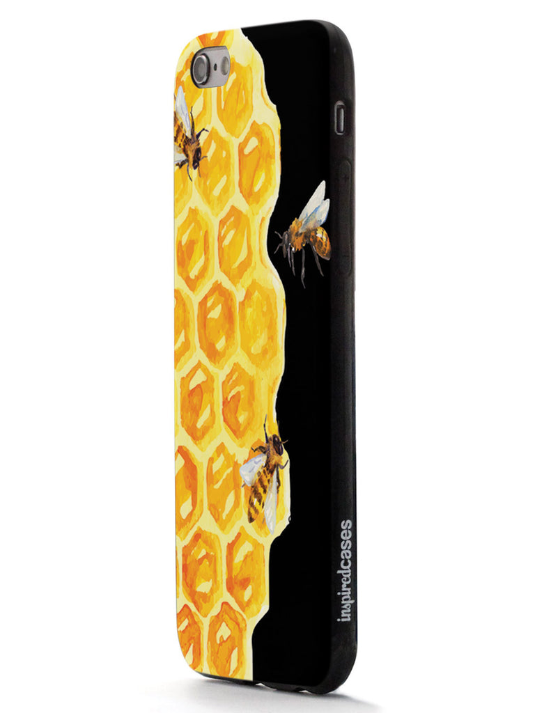 Watercolor Bees on Honeycomb - Black Case – InspiredCases
