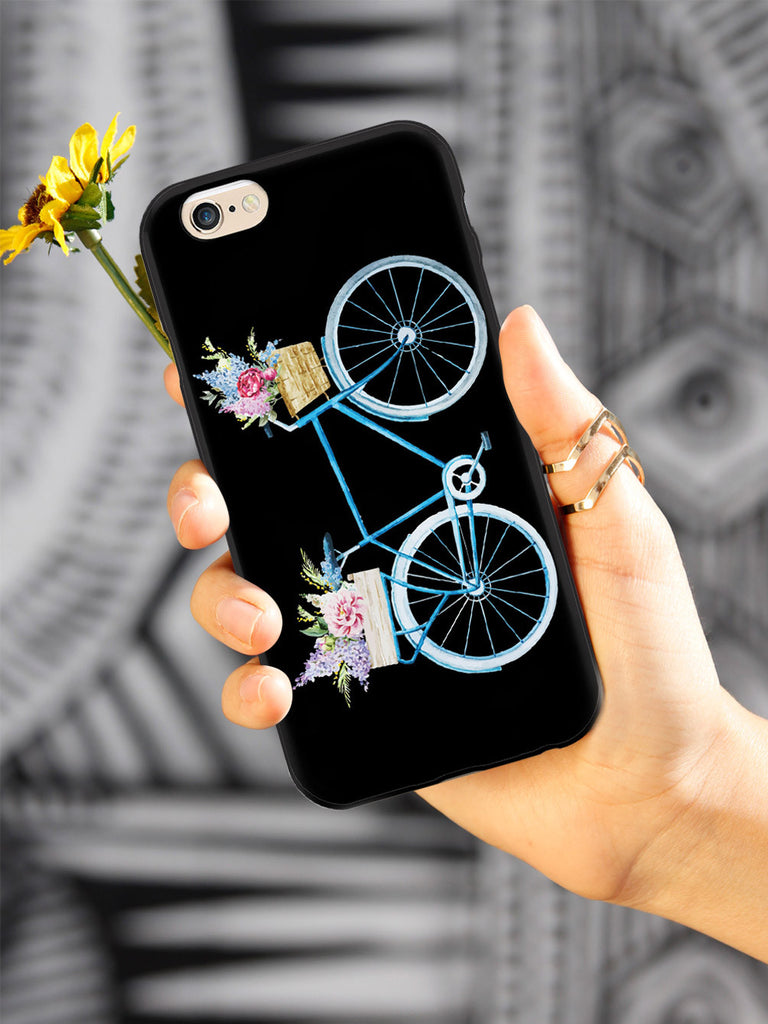 Basket of Flowers - Blue Bicycle - Black Case – InspiredCases