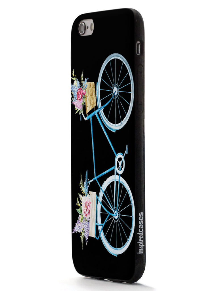 Basket of Flowers - Blue Bicycle - Black Case – InspiredCases