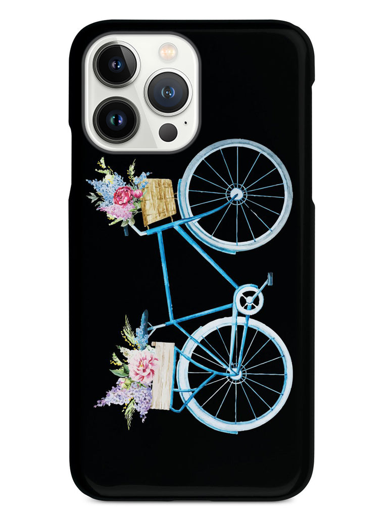 Basket of Flowers - Blue Bicycle - Black Case – InspiredCases